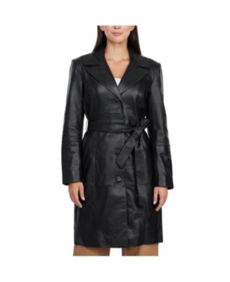 Badgley Mischka Women's Tibbie Genuine Leather Single Breasted ...