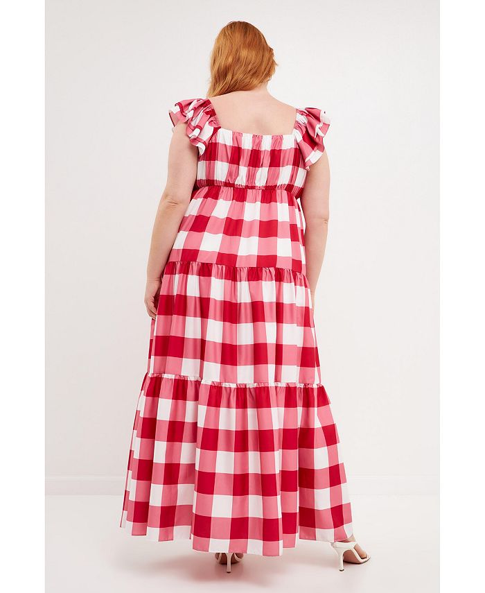 English Factory Women's Plus size Gingham Maxi Dress - Macy's