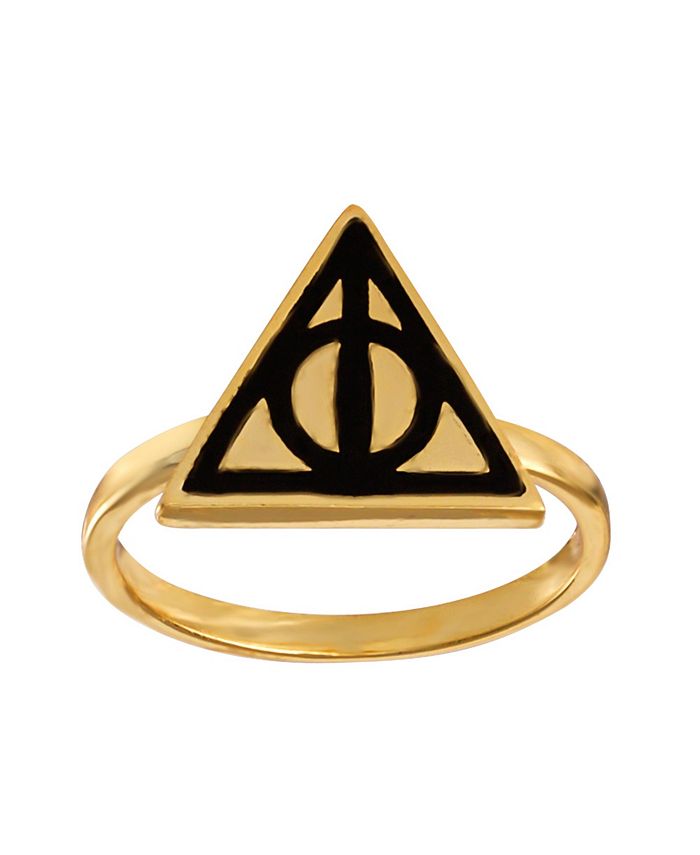 Harry Potter Womens 18K Yellow Gold Plated Deathly Hallows Ring - Macy's