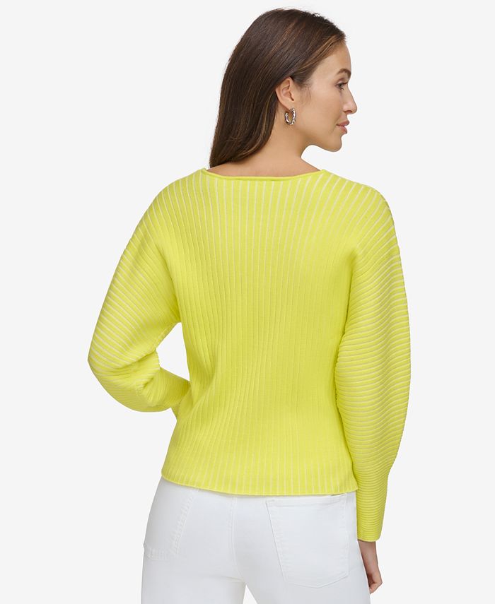 DKNY Women's Ribbed Dolman-Sleeve V-Neck Sweater - Macy's