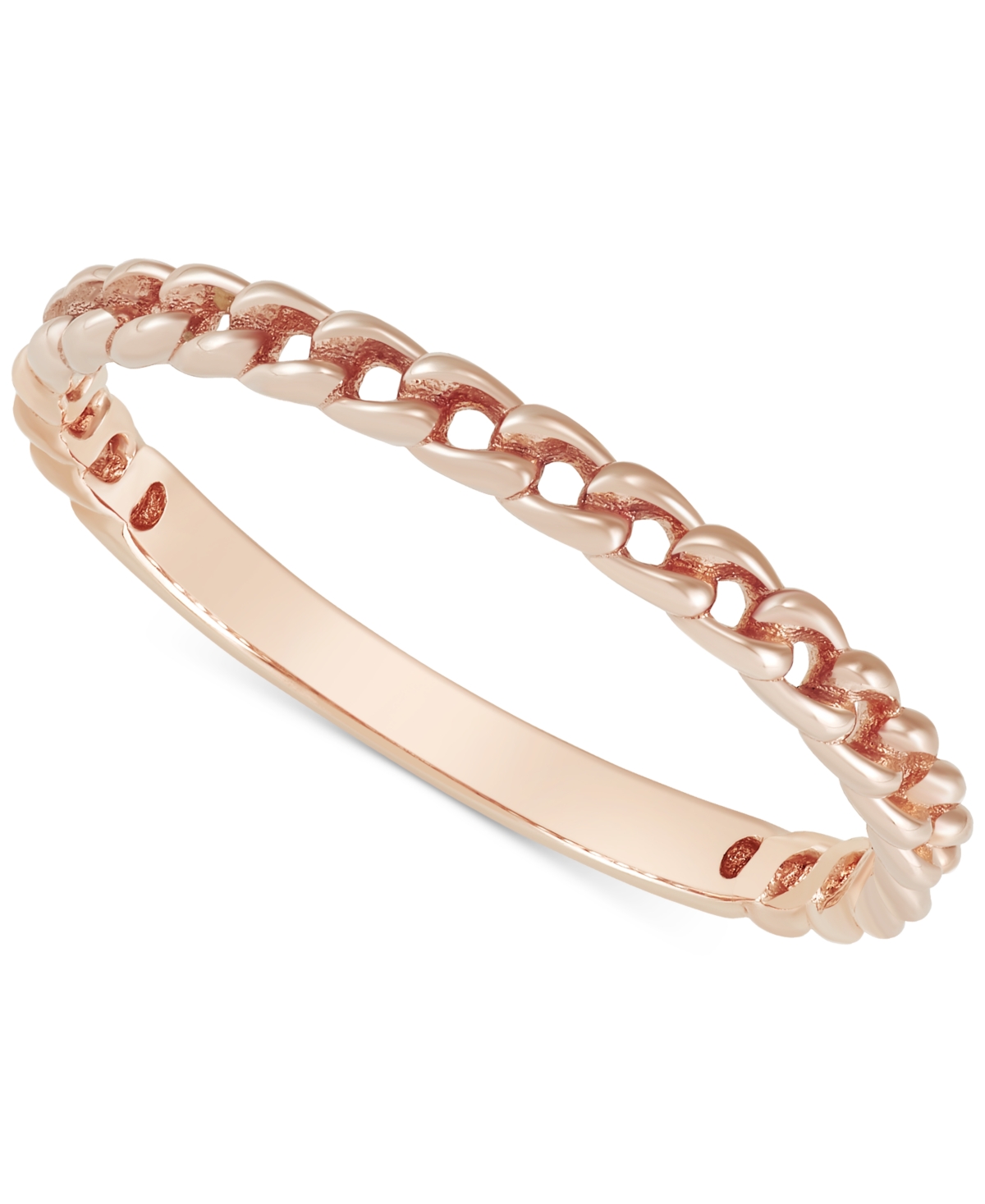 Click here for Polished Curb Chain Link Stack Band in 14k Rose Go... prices
