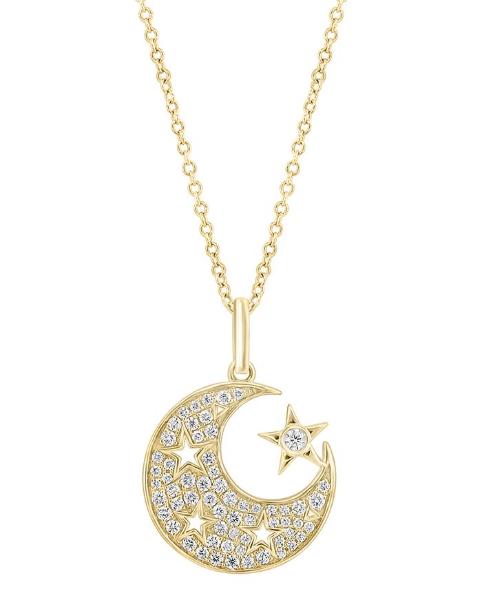 EFFY Collection EFFY® Diamond Moon & Stars 18" Pendant Necklace (1/3 ct ...