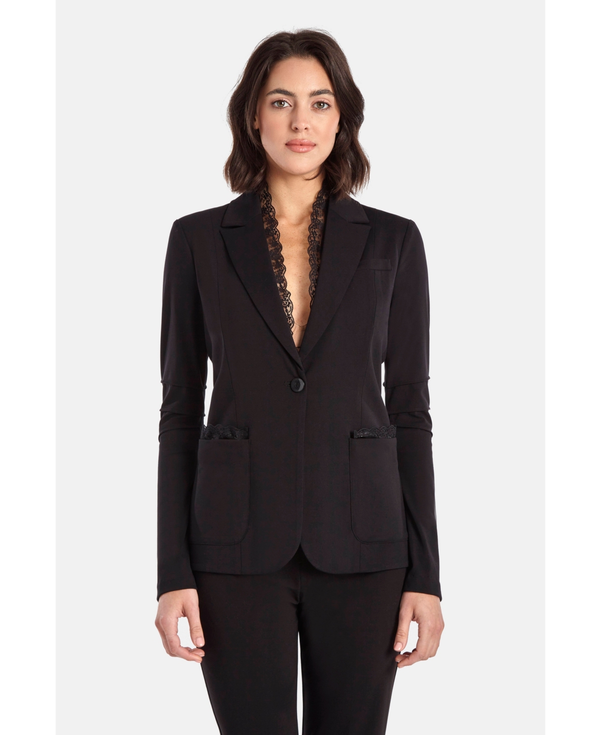 Click here for Capsule 121 Womens Lace Lear Blazer - Black prices
