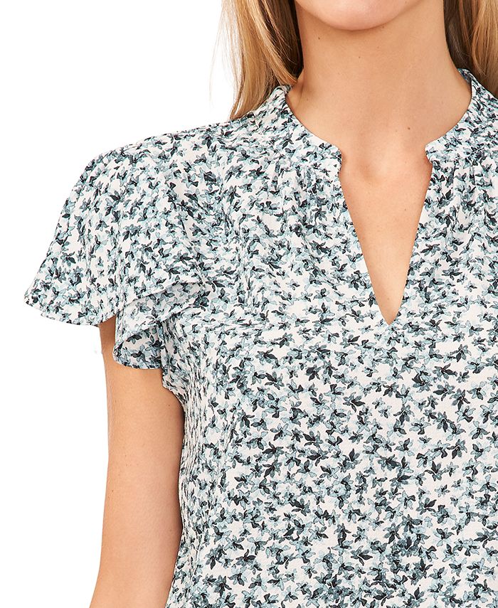 CeCe Women's V-Neck Ruffle-Short-Sleeve Blouse - Macy's