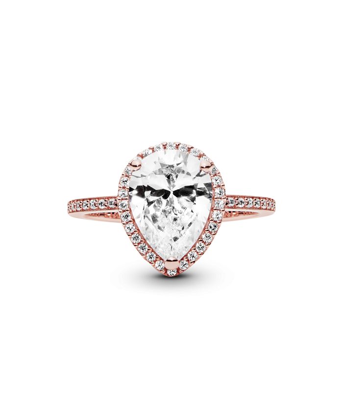 Sparkling Teardrop Halo Ring