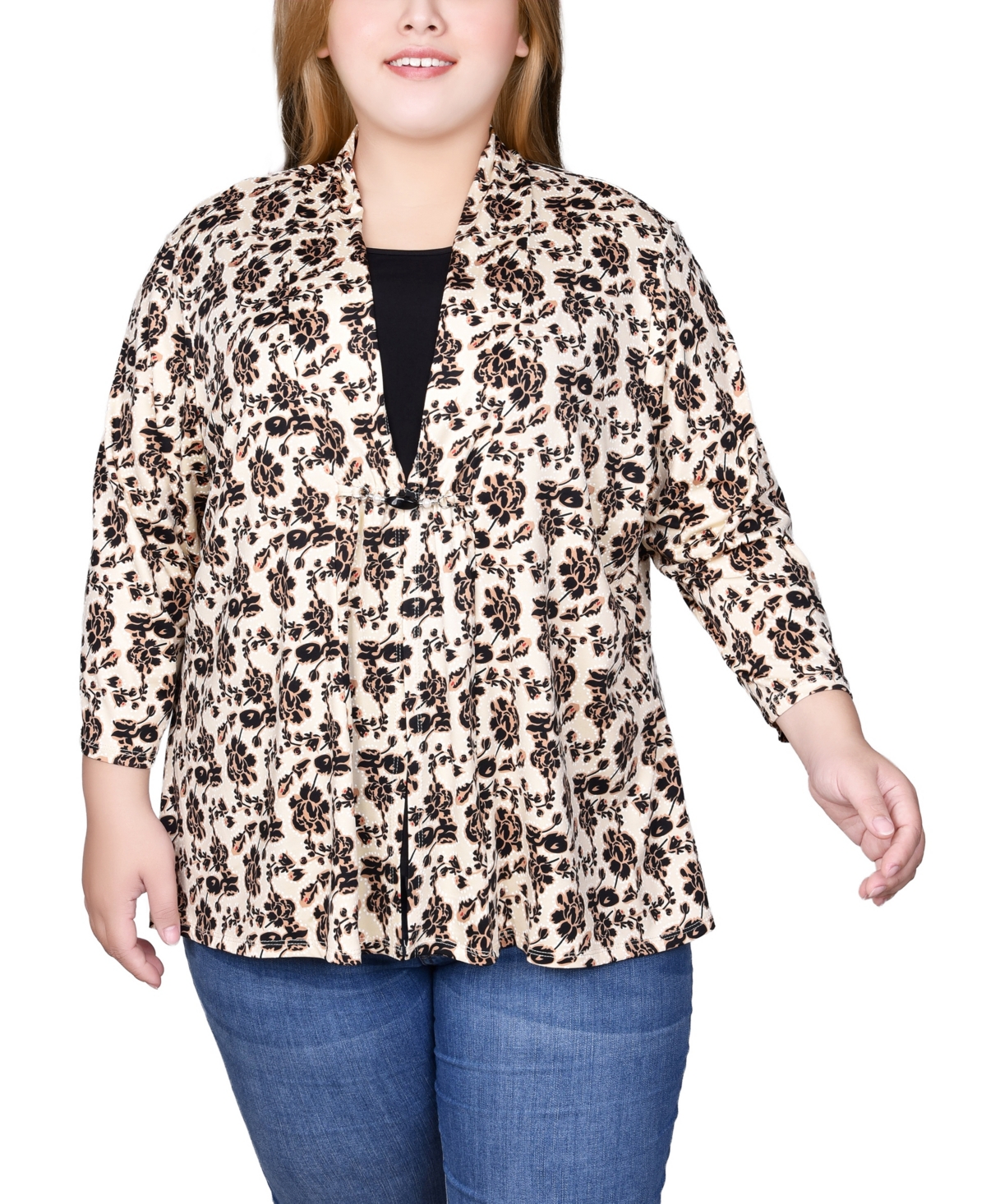 Click here for Ny Collection Plus Size Puff Print 3/4 Sleeve 2-Fe... prices