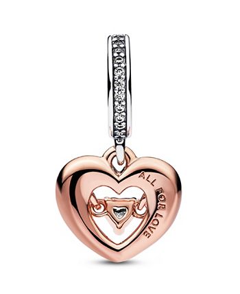 Pandora Cubic Zirconia Two-Tone Radiant Heart Dangle Charm - Macy's