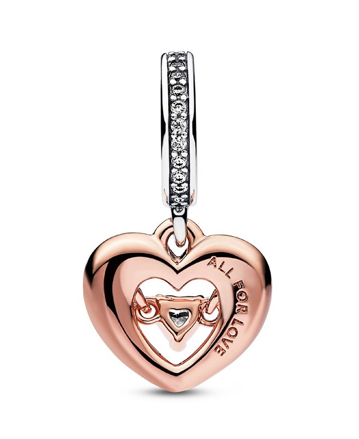 Pandora Cubic Zirconia Two-Tone Radiant Heart Dangle Charm - Macy's