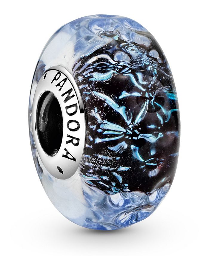 Pandora Sterling Silver Wavy Dark Blue Murano Glass Ocean Charm - Macy's