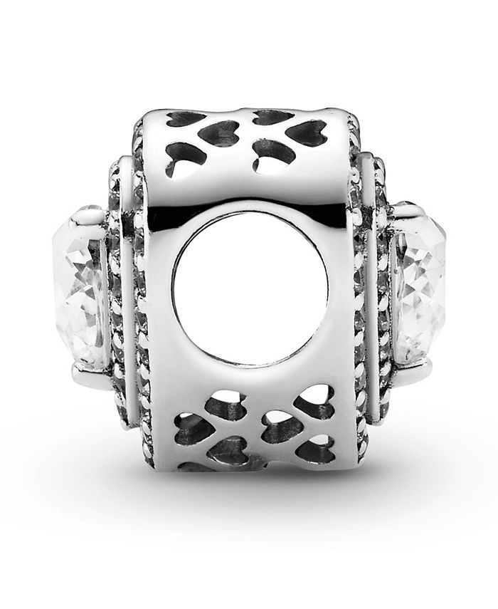 Pandora Cubic Zirconia Sparkling Leveled Hearts Charm - Macy's