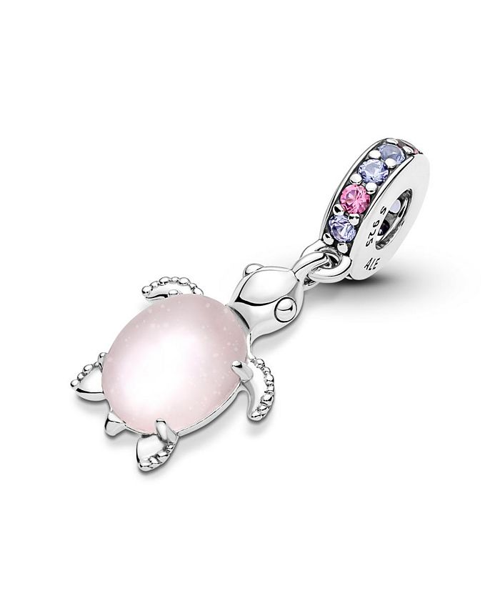 Pandora Manmade Crystals Murano Glass Pink Sea Turtle Dangle Charm - Macy's