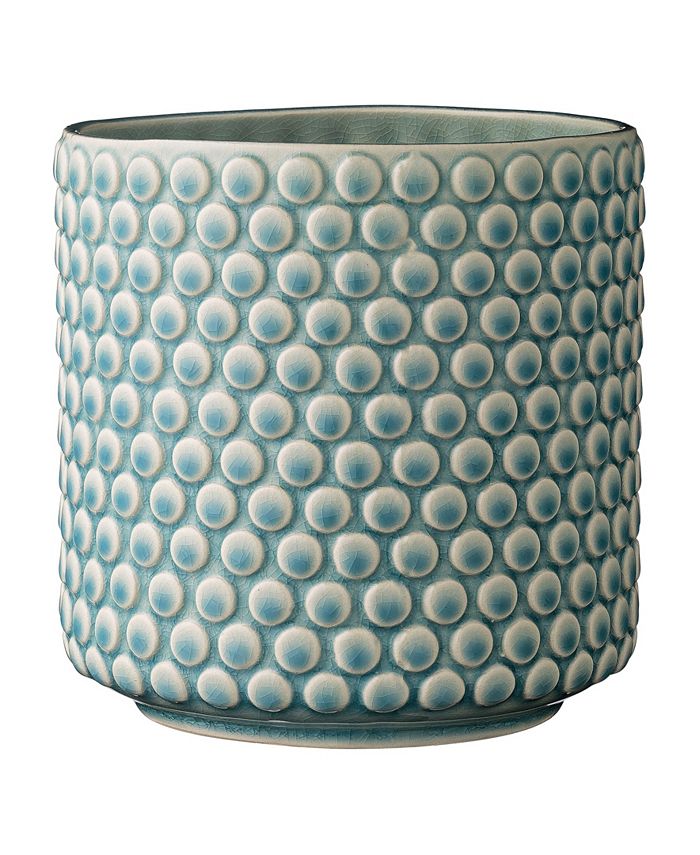 Storied Home Coastal Stoneware Pot with Raised Dots and Crackle Glaze ...