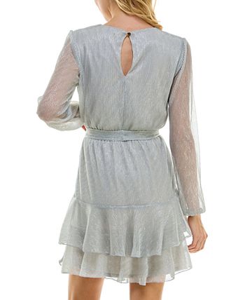 City Studios Juniors' Metallic Ruffled Fit & Flare Dress - Macy's