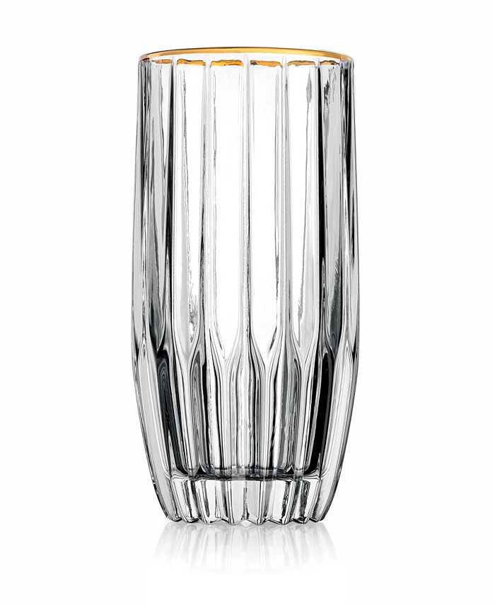 Godinger Pleat Gold Rim Highballs, Set of 4 - Macy's