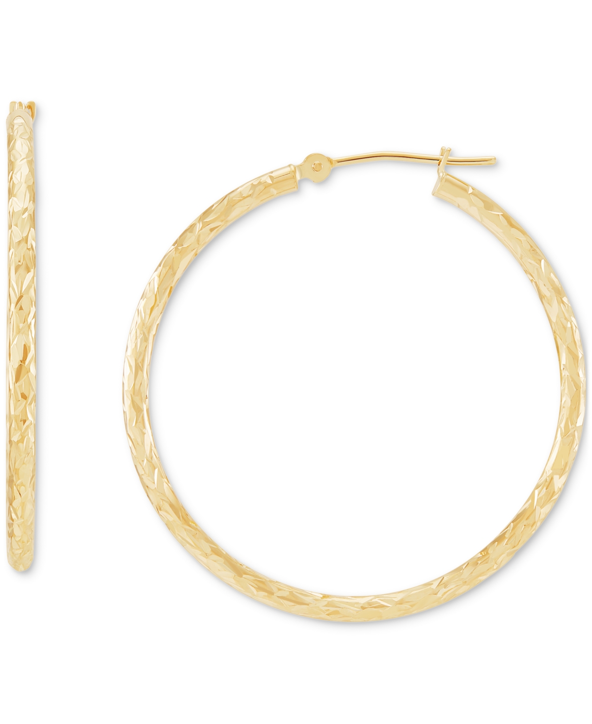 Click here for Diamond-Cut Hoop Earrings in 14k Gold  1 1/3 inch... prices