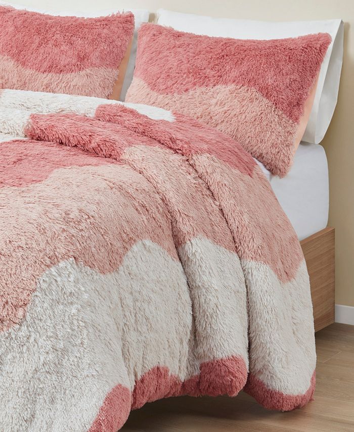 Intelligent Design Cassie Ombre Shaggy Faux Fur 3 Piece Comforter Set