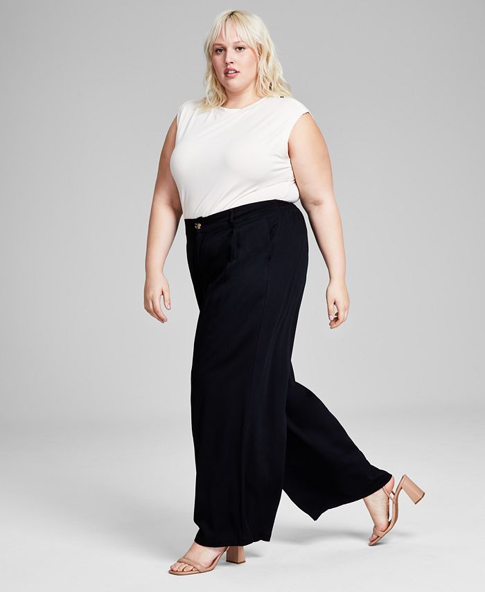 And Now This Trendy Plus Size Easy Wide-Leg Trousers - Macy's