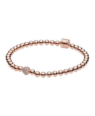 Pandora Cubic Zirconia 14K Rose Gold-Plated Beads Pave Bracelet - Macy's