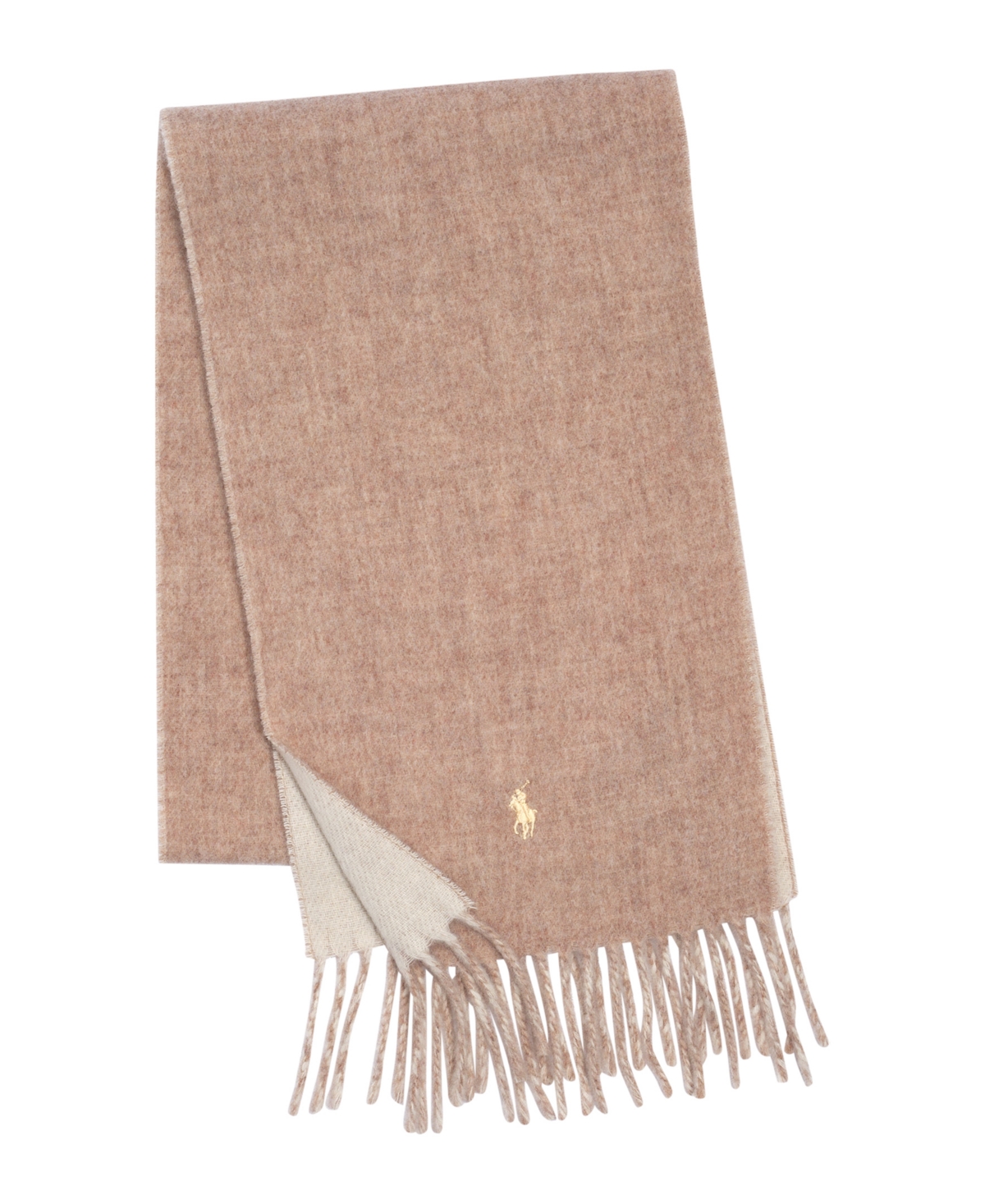 Polo Ralph Lauren Mens Classic Reversible Scarf - Taupe  Winter Cream