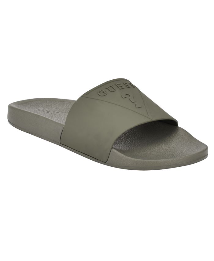 GUESS Men's Estol Triangle Logo Branded Pool Slides - Macy's