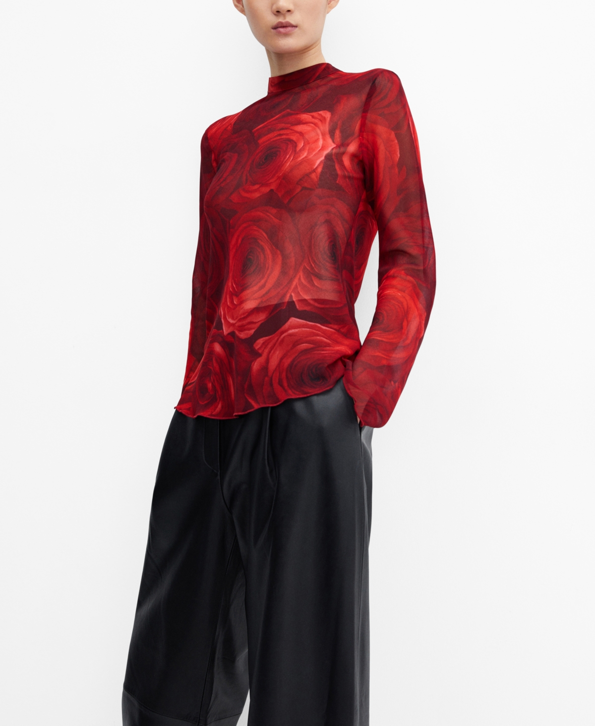 Mango Women's Back Bow Flowy Blouse In Red | ModeSens