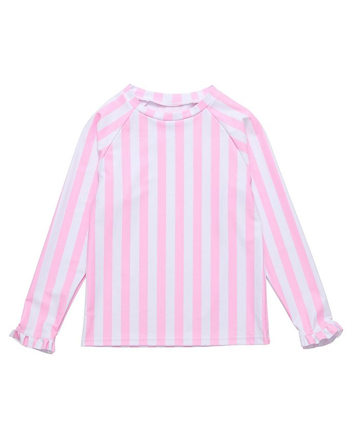 Snapper Rock Toddler| Child Girl Pink Stripe LS Rash Top - Macy's
