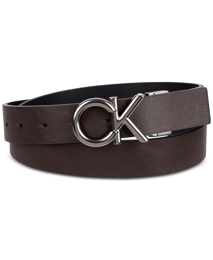 Calvin Klein Men's Monogram Buckle Reversible Leather Belt - Macy's