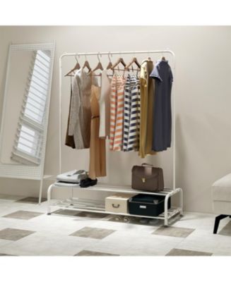 Simplie Fun Clothing Garment Rack With Shelves, Metal Cloth Hanger Rack ...