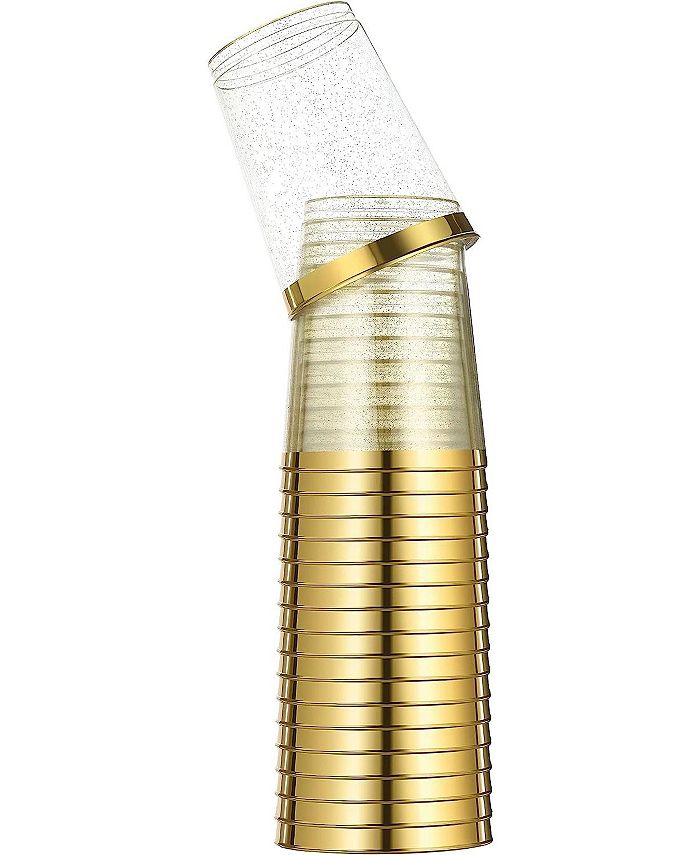 Chateau Fine Tableware 100 Gold Plastic Cups 10 Oz Gold Glitter Plastic ...