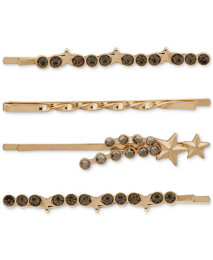 lonna & lilly Gold-Tone 4-Pc. Set Black Crystal Star Bobby Pins - Macy's
