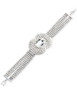 Givenchy Silver-Tone Crystal Multi-Row Statement Flex Bracelet - Macy's