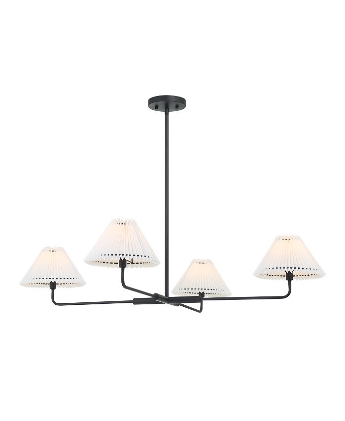 Trade Winds Lighting 4-Light Chandelier with Pleated White Fabric ...