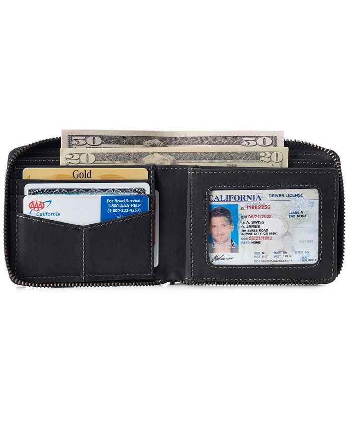 Alpine Swiss Unisex RFID Safe Zipper Wallet Genuine Leather Zip Around ...