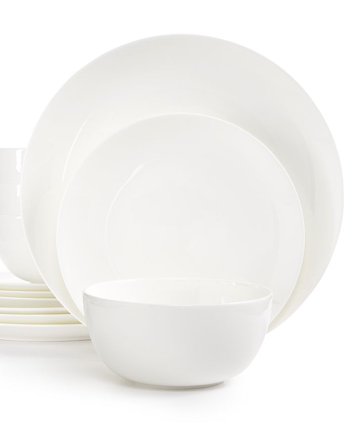 Hotel Collection White Dinnerware, Bone China Coupe 12-Pc. Set, Service ...