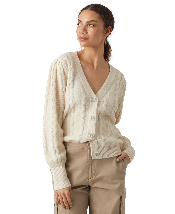 Vero Moda Women's Embellished Button Wavy-Stitch Cardigan - Macy's