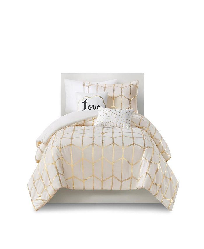 Gracie Mills Isabelle 5-Piece Metallic Geometric Comforter Set - Macy's