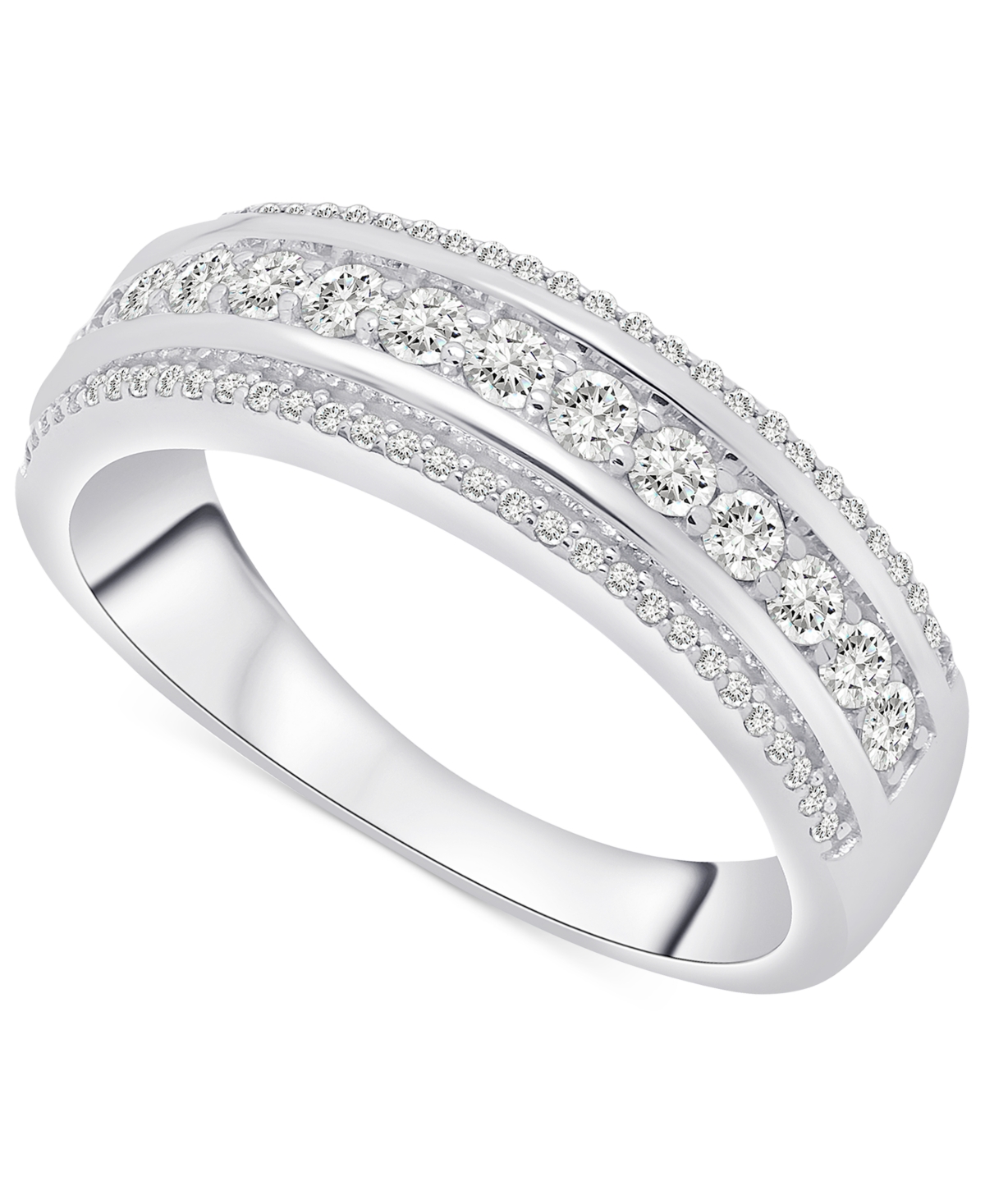 Click here for Diamond Three Row Band (1/2 ct. t.w.) in Platinum... prices
