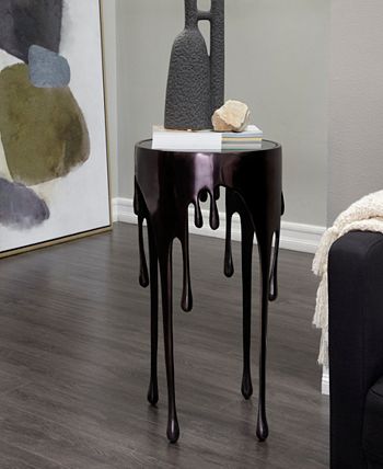 Rosemary Lane Aluminum Drip Accent Table with Melting Design and Shaded ...