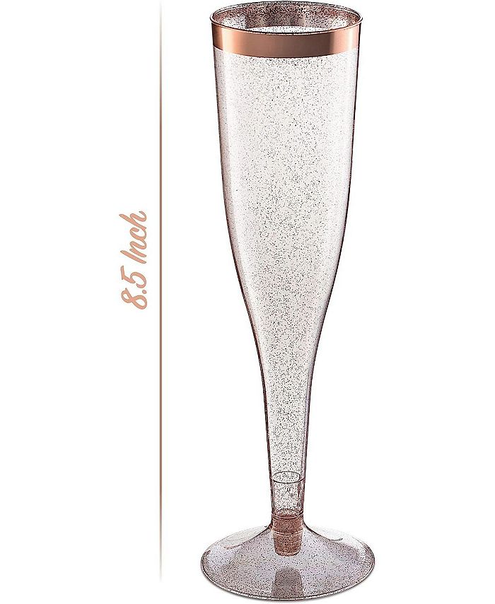 Chateau Fine Tableware Rose Gold Plastic Champagne Flutes Disposable ...