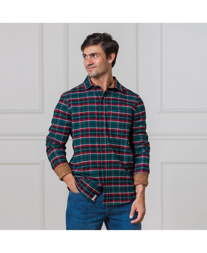 Hope & Henry Men's Organic Flannel Shirt with Suede Detail - Macy's