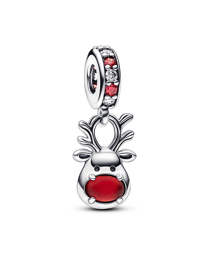 Pandora Cubic Zirconia Nose Reindeer Murano Dangle Charm - Macy's