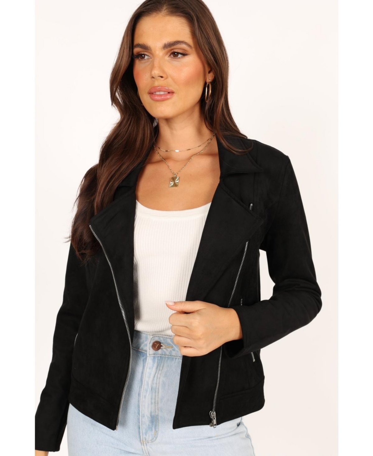 Click here for Petal and Pup Womens Spencer Faux Suede Moto Jacke... prices