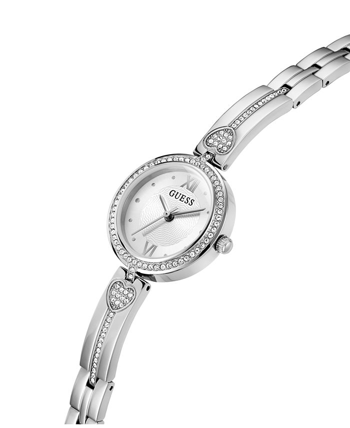 GUESS Women's Analog Silver-Tone Stainless Steel Watch 27mm - Macy's