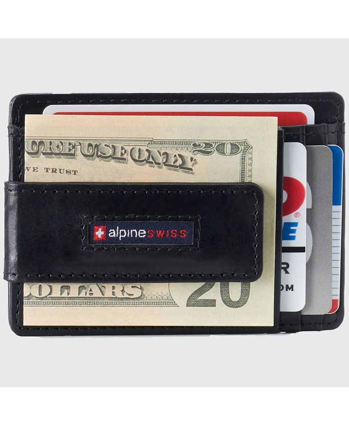 Alpine Swiss Mens RFID Safe Slim Magnetic Money Clip Leather Front ...