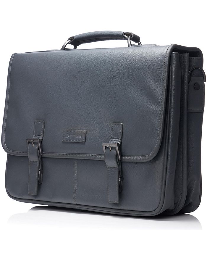 Alpine Swiss Genuine Leather 15.6" Laptop Briefcase Flap Over Messenger ...