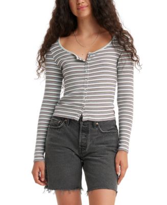 Levi's Women's Britt Slim Fit Long-Sleeve Snap-Front Top - Macy's