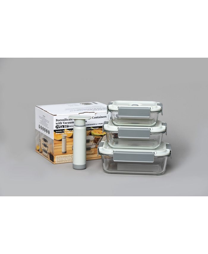Genicook Geni-fresh Vacuum Sealable Glass Container Manual Pump Set ...