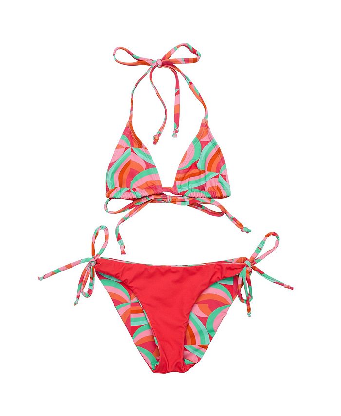 Snapper Rock Geo Melon Sustainable Triangle Bikini - Macy's