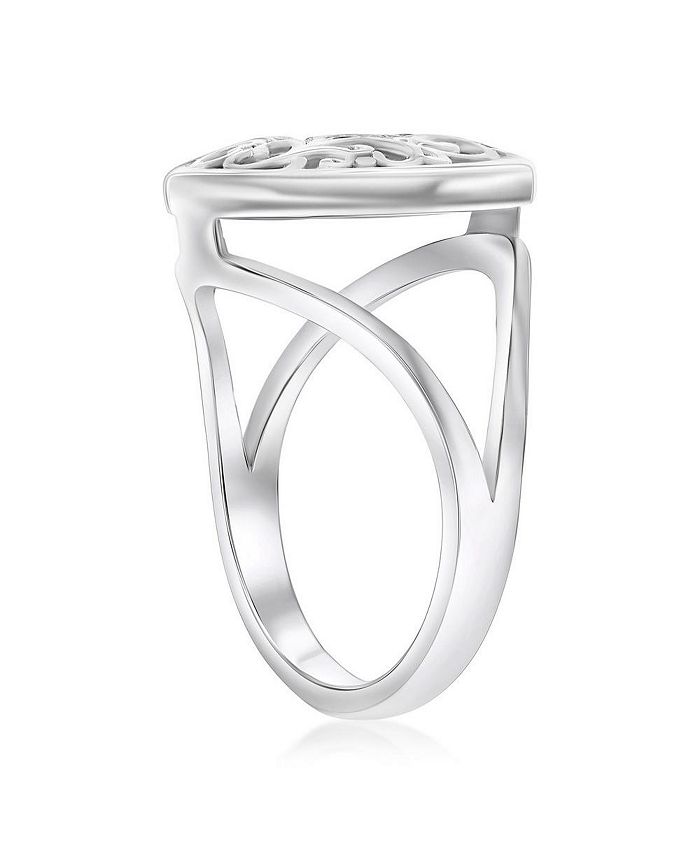 Caribbean Treasures Sterling Silver Round Larimar Filigree Design Ring ...