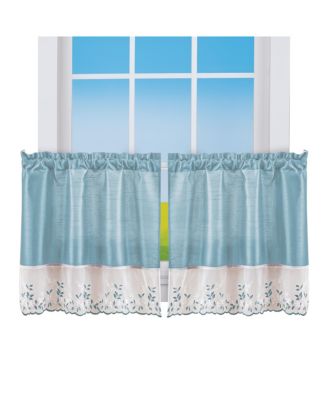 Collections Etc Embroidered Leaf Trim Bordered Window Curtains - Macy's
